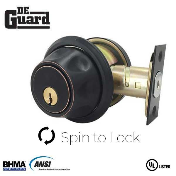 Premium Single Cylinder "Spin To Lock" Deadbolt - Oil Rubbed Bronze ...